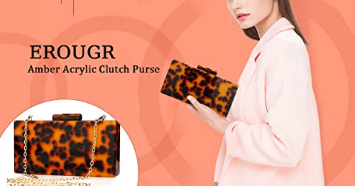 EROGE Acrylic Clutch Purse Perspex Box Colorful Geometric Design Handbags for Women (Amber)