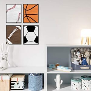 Brooke & Vine Sports Boys Room Nursery Wall Decor Art Prints Set (UNFRAMED 8x10 Card Stock) Basketball, Baseball, Soccer, Football, Kids Bathroom, Playroom, Classroom (Sports Balls)