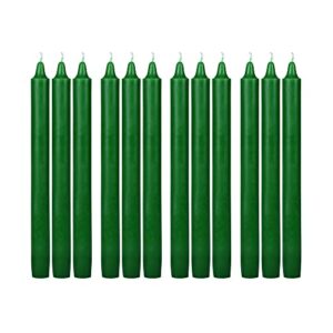 Zest Candle 12-Piece Taper Candles, 10-Inch, Hunter Green Straight