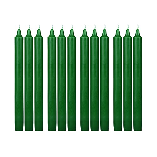 Zest Candle 12-Piece Taper Candles, 10-Inch, Hunter Green Straight