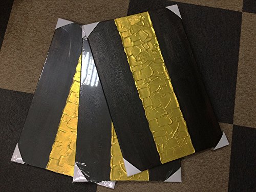 sechars Elegance Canvas Wall Art Modern Handmade Oil Painting Black and Gold Abstract Artwork Wood Inside Framed Home Living Room Decoration Wall Hanging Art Set of 3