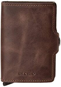 secrid twin wallet, vintage chocolate, genuine leather with rfid protecton, holds up to 16 cards