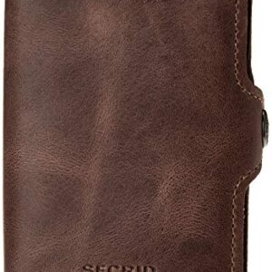 Secrid Twin Wallet, Vintage Chocolate, Genuine Leather with RFID Protecton, Holds up to 16 Cards