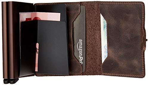 Secrid Twin Wallet, Vintage Chocolate, Genuine Leather with RFID Protecton, Holds up to 16 Cards