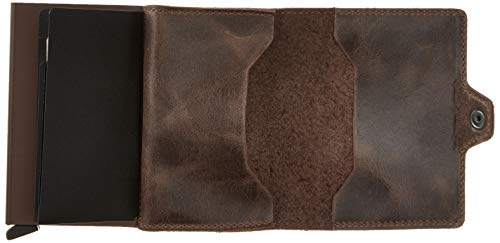 Secrid Twin Wallet, Vintage Chocolate, Genuine Leather with RFID Protecton, Holds up to 16 Cards