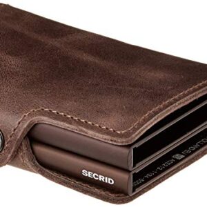 Secrid Twin Wallet, Vintage Chocolate, Genuine Leather with RFID Protecton, Holds up to 16 Cards