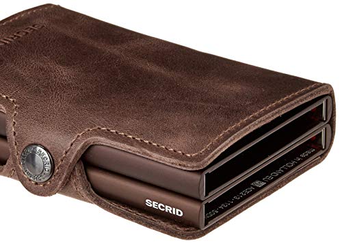 Secrid Twin Wallet, Vintage Chocolate, Genuine Leather with RFID Protecton, Holds up to 16 Cards