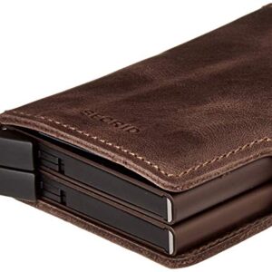 Secrid Twin Wallet, Vintage Chocolate, Genuine Leather with RFID Protecton, Holds up to 16 Cards