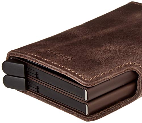 Secrid Twin Wallet, Vintage Chocolate, Genuine Leather with RFID Protecton, Holds up to 16 Cards