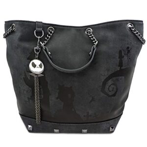 loungefly x nightmare before christmas halloween town crossbody bag, grey, one size