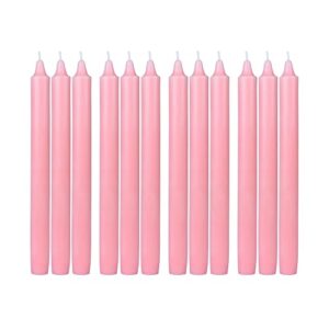 Zest Candle 12-Piece Taper Candles, 10-Inch, Light Rose Straight