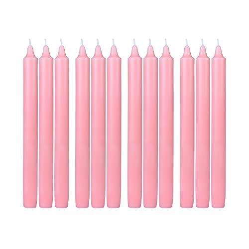 Zest Candle 12-Piece Taper Candles, 10-Inch, Light Rose Straight