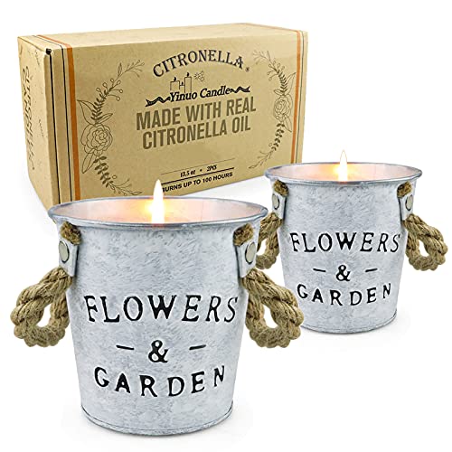 Citronella Candles Outdoor, 13.5 Oz 50 Hours Long Lasting Natural Scented Soy Candle with Fresh Citronella Oil, 2 Pack Candle Set for Garden, Backyard, Patio, Yard, Balcony, Camping, Indoor Outdoor