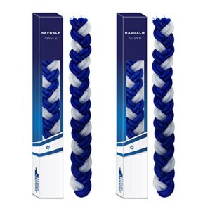 jerusalem candles havdalah candle – braided blue and white – round havdallah candles – 2 pack