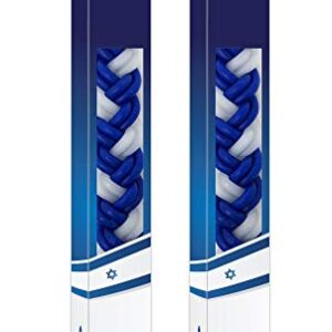 Jerusalem Candles Havdalah Candle - Braided Blue and White - Round Havdallah Candles - 2 Pack