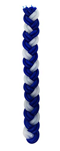 Jerusalem Candles Havdalah Candle - Braided Blue and White - Round Havdallah Candles - 2 Pack