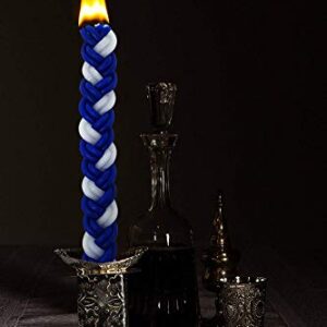 Jerusalem Candles Havdalah Candle - Braided Blue and White - Round Havdallah Candles - 2 Pack