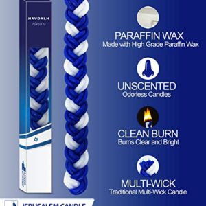 Jerusalem Candles Havdalah Candle - Braided Blue and White - Round Havdallah Candles - 2 Pack