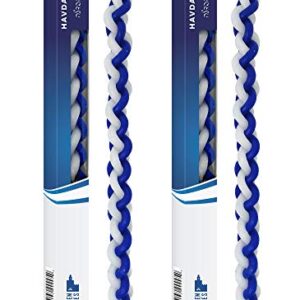 Jerusalem Candles Havdalah Candle - Braided Blue and White - Flat Havdallah Candles - 2 Pack