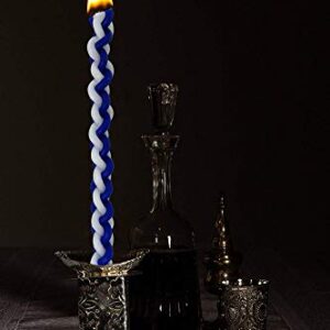 Jerusalem Candles Havdalah Candle - Braided Blue and White - Flat Havdallah Candles - 2 Pack