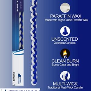 Jerusalem Candles Havdalah Candle - Braided Blue and White - Flat Havdallah Candles - 2 Pack