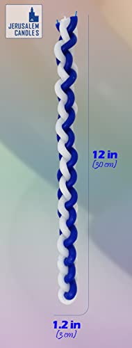 Jerusalem Candles Havdalah Candle - Braided Blue and White - Flat Havdallah Candles - 2 Pack