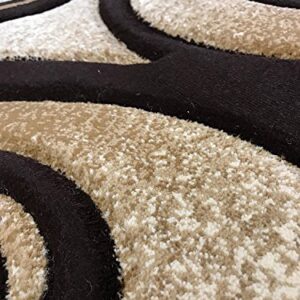 Contempo Modern Round 400,000 Point Area Rug Contemporary Abstract Brown Design 341 (4 Feet X 4 Feet)