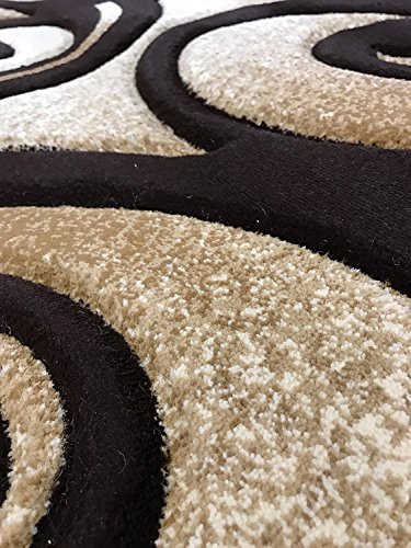 Contempo Modern Round 400,000 Point Area Rug Contemporary Abstract Brown Design 341 (4 Feet X 4 Feet)