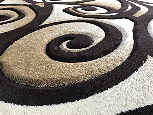 Contempo Modern Round 400,000 Point Area Rug Contemporary Abstract Brown Design 341 (4 Feet X 4 Feet)