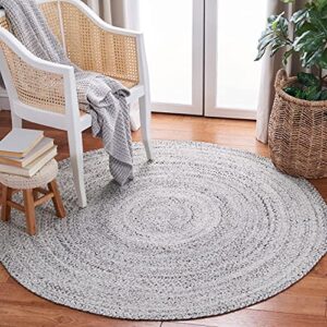 safavieh braided collection 3′ round silver / charcoal brd800g handmade country cottage reversible area rug