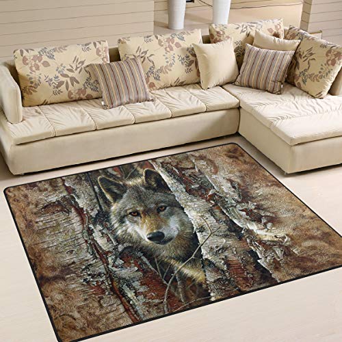 Art Wolfs Area Rug 5'x 7', Educational Polyester Area Rug Mat for Living Dining Dorm Room Bedroom Home Decorative