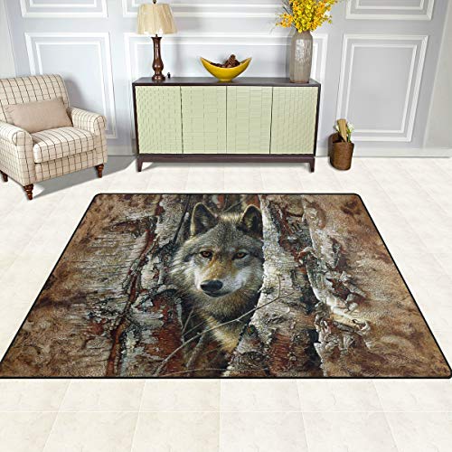 Art Wolfs Area Rug 5'x 7', Educational Polyester Area Rug Mat for Living Dining Dorm Room Bedroom Home Decorative