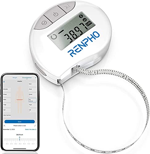 Smart Tape Measure Body with App - RENPHO Bluetooth Measuring Tapes for Body Measuring, Weight Loss, Muscle Gain, Fitness Bodybuilding, Retractable, Measures Body Part Circumferences, Inches & cm