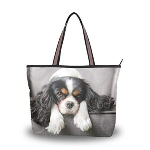 my daily women tote shoulder bag cavalier king charles spaniel dog handbag medium