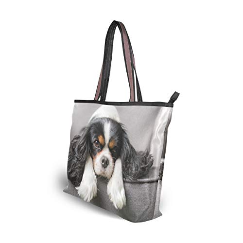 My Daily Women Tote Shoulder Bag Cavalier King Charles Spaniel Dog Handbag Medium