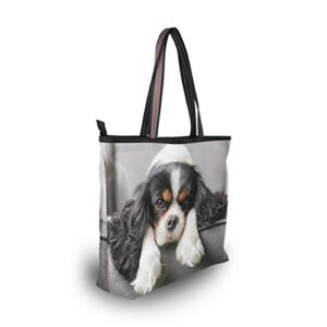 My Daily Women Tote Shoulder Bag Cavalier King Charles Spaniel Dog Handbag Medium