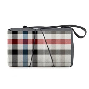 Blanket Tote XL Outdoor Picnic Blanket - Beach Blanket - Camping Blanket, (Carnaby Street Collection - Gray with Blue & Red Accents)