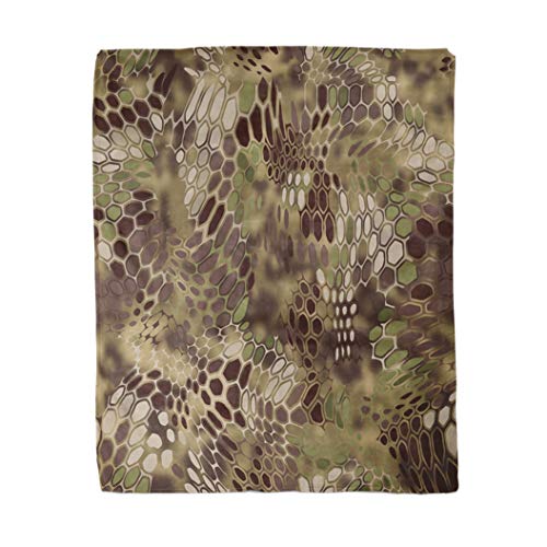 rouihot 60x80 Inches Throw Blanket Camouflage Kryptek Distorted Hexagon Honeycomb Shapes Blurry Green Brown Warm Cozy Print Flannel Home Decor Comfortable Blanket for Couch Sofa Bed