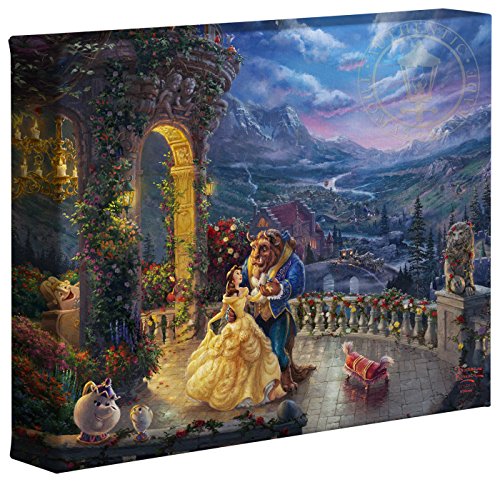 Thomas Kinkade Studios Beauty and the Beast Dancing in the Moonlight 8 x 10 Gallery Wrapped Canvas