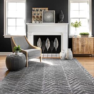 nuloom rosanne geometric area rug, 8′ x 10′, dark grey