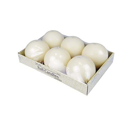 Zest Candle 6-Piece Ball Candles, 3-Inch, Pale Ivory