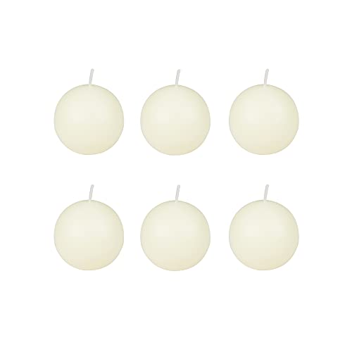 Zest Candle 6-Piece Ball Candles, 3-Inch, Pale Ivory