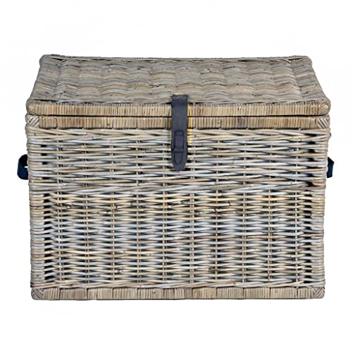 The Basket Lady Deep Wicker Storage Trunk, Large, 24 in L x 17 in W x 17.5 in H, Serene Grey