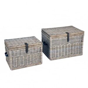 The Basket Lady Deep Wicker Storage Trunk, Large, 24 in L x 17 in W x 17.5 in H, Serene Grey