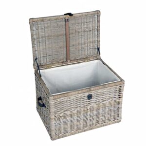 The Basket Lady Deep Wicker Storage Trunk, Large, 24 in L x 17 in W x 17.5 in H, Serene Grey