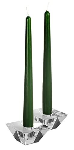 Hyoola 12 Pack Tall Taper Candles - 10 Inch Hunter Green Dripless, Unscented Dinner Candle - Paraffin Wax with Cotton Wicks - 8 Hour Burn Time