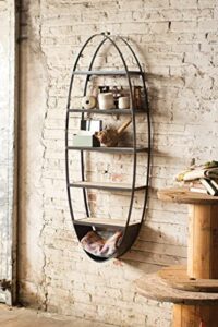 kalalou metal and wood oval wall shelf, one size, brown