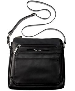 giani bernini nappa leather front zip cross-body – one size | black/silver