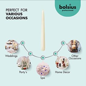 BOLSIUS 30 Count Household Ivory Taper Candles - 10 Inches - Premium European Quality - 8 Burn Hours - Bulk Pack Unscented Dripless and Smokeless Home Décor, Restaurant, Wedding, & Party Candlesticks