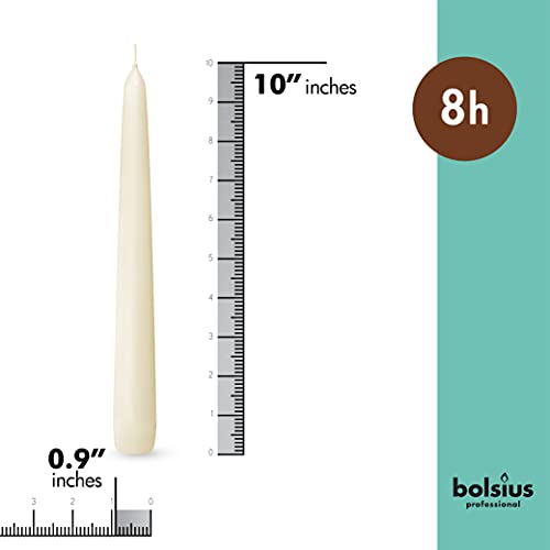 BOLSIUS 30 Count Household Ivory Taper Candles - 10 Inches - Premium European Quality - 8 Burn Hours - Bulk Pack Unscented Dripless and Smokeless Home Décor, Restaurant, Wedding, & Party Candlesticks